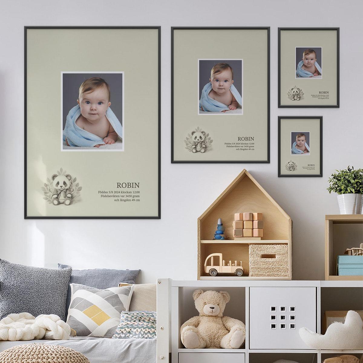 Födelsetavla Storybook Saga Herr Panda: Personlig Poster för Dop ...