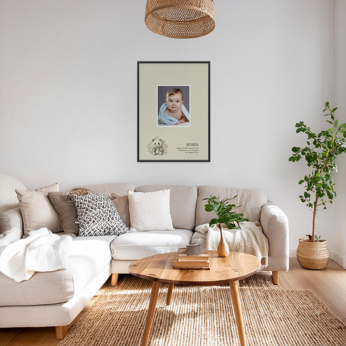 Födelsetavla Storybook Saga Herr Panda: Personlig Poster för Dop ...