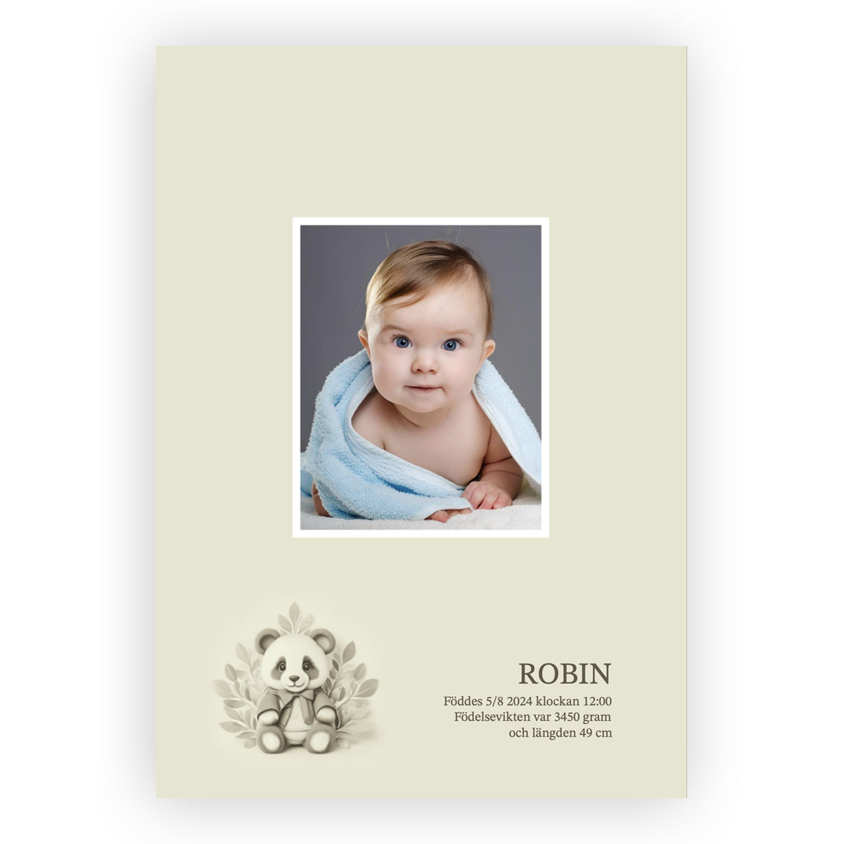 Födelsetavla Storybook Saga Herr Panda: Personlig Poster för Dop ...