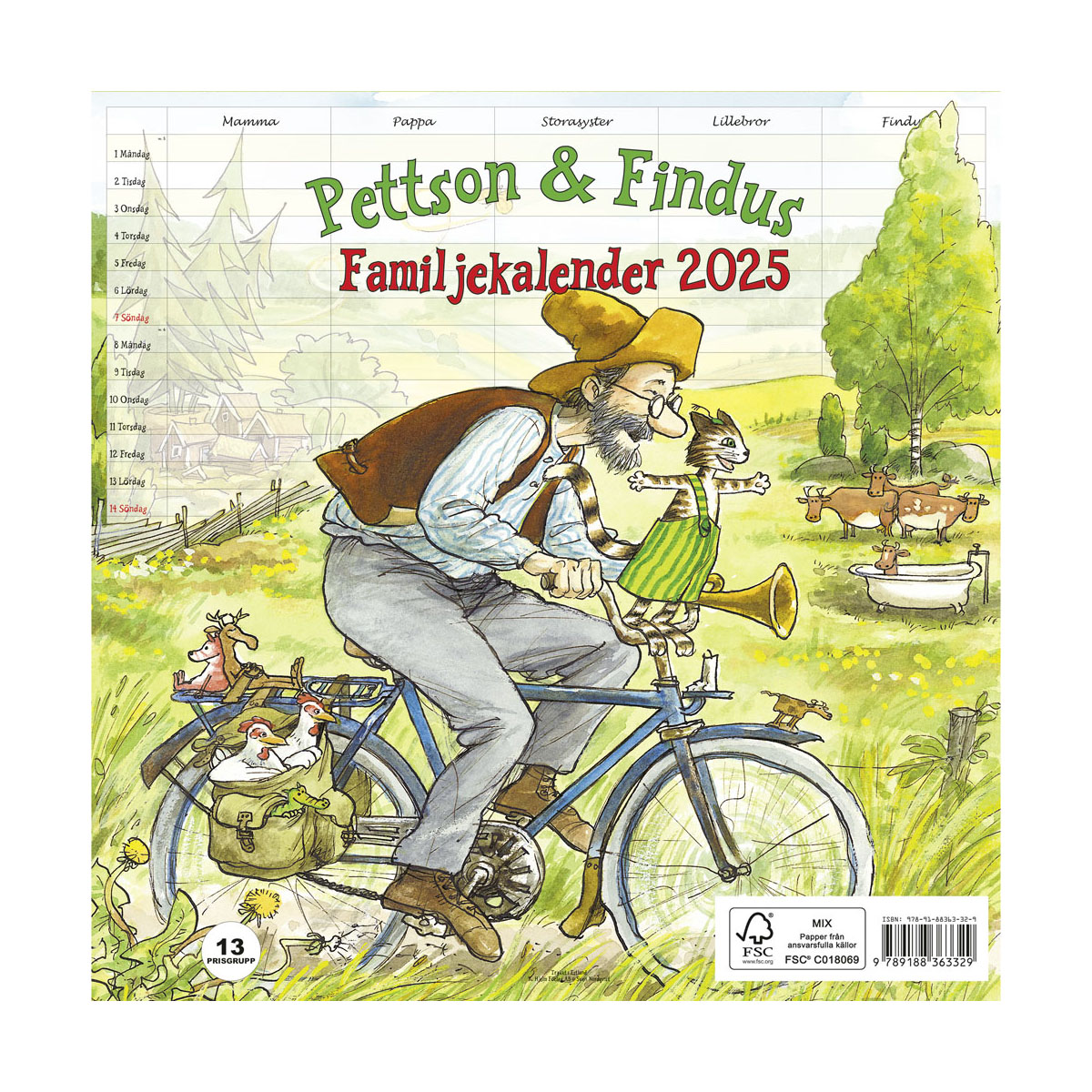 Planera med Familjekalender Pettson och Findus 2025 - Kalenderspecialisten